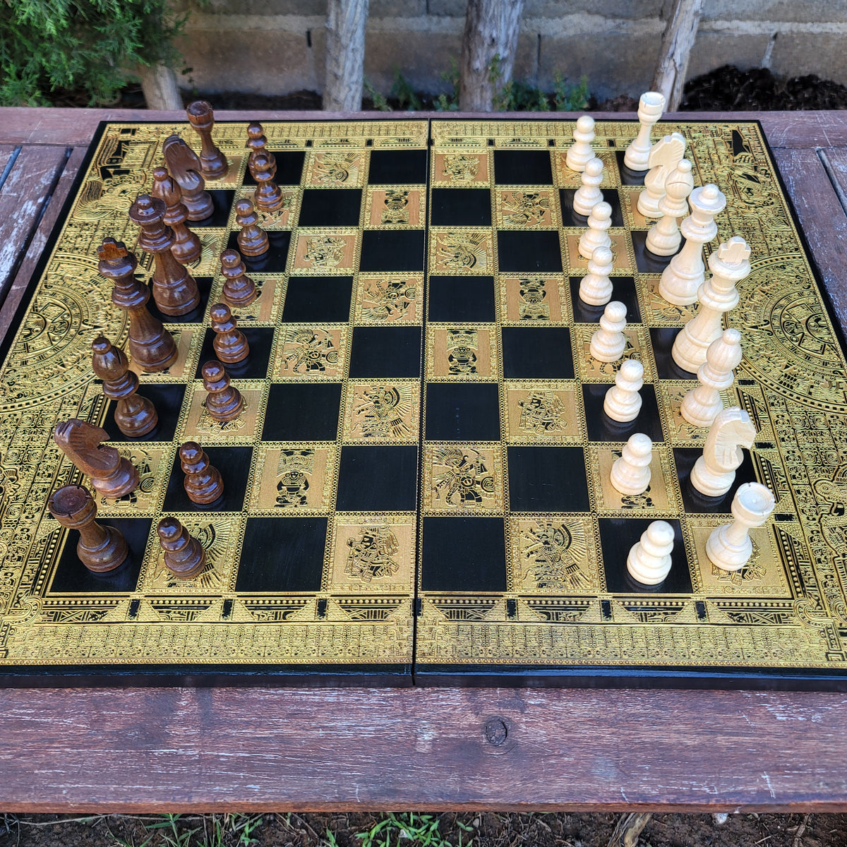 Handcrafted Aztec Chessboard – Laser Engraved, Ornate Wood Gift ...