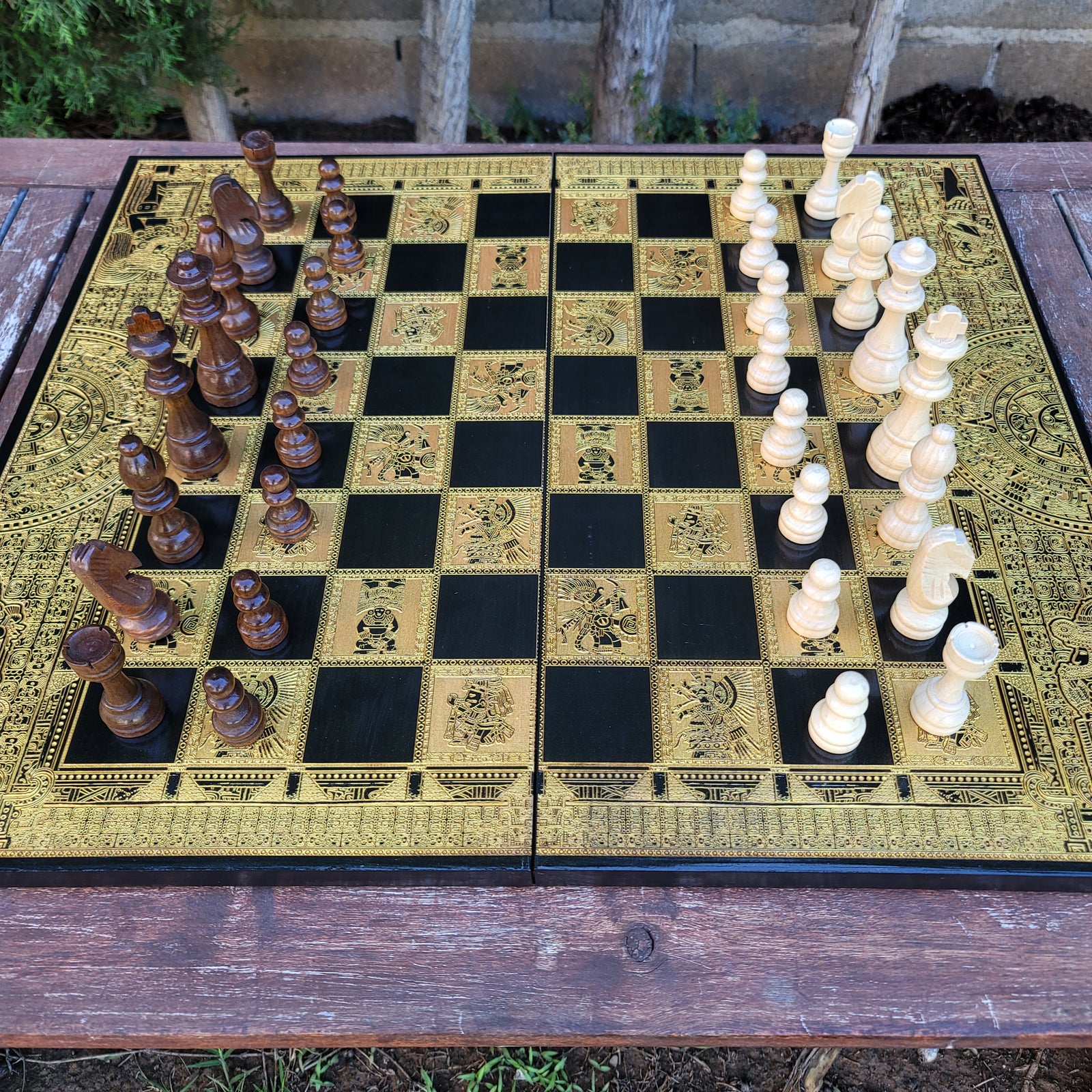 Handcrafted Aztec Chessboard – Laser Engraved, Ornate Wood Gift ...