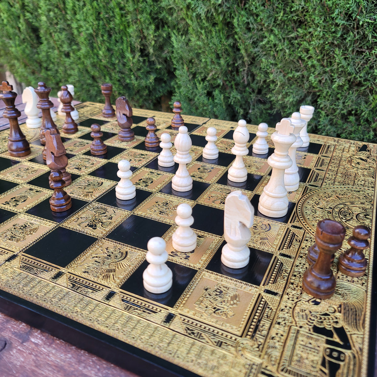 Handcrafted Aztec Chessboard – Laser Engraved, Ornate Wood Gift ...