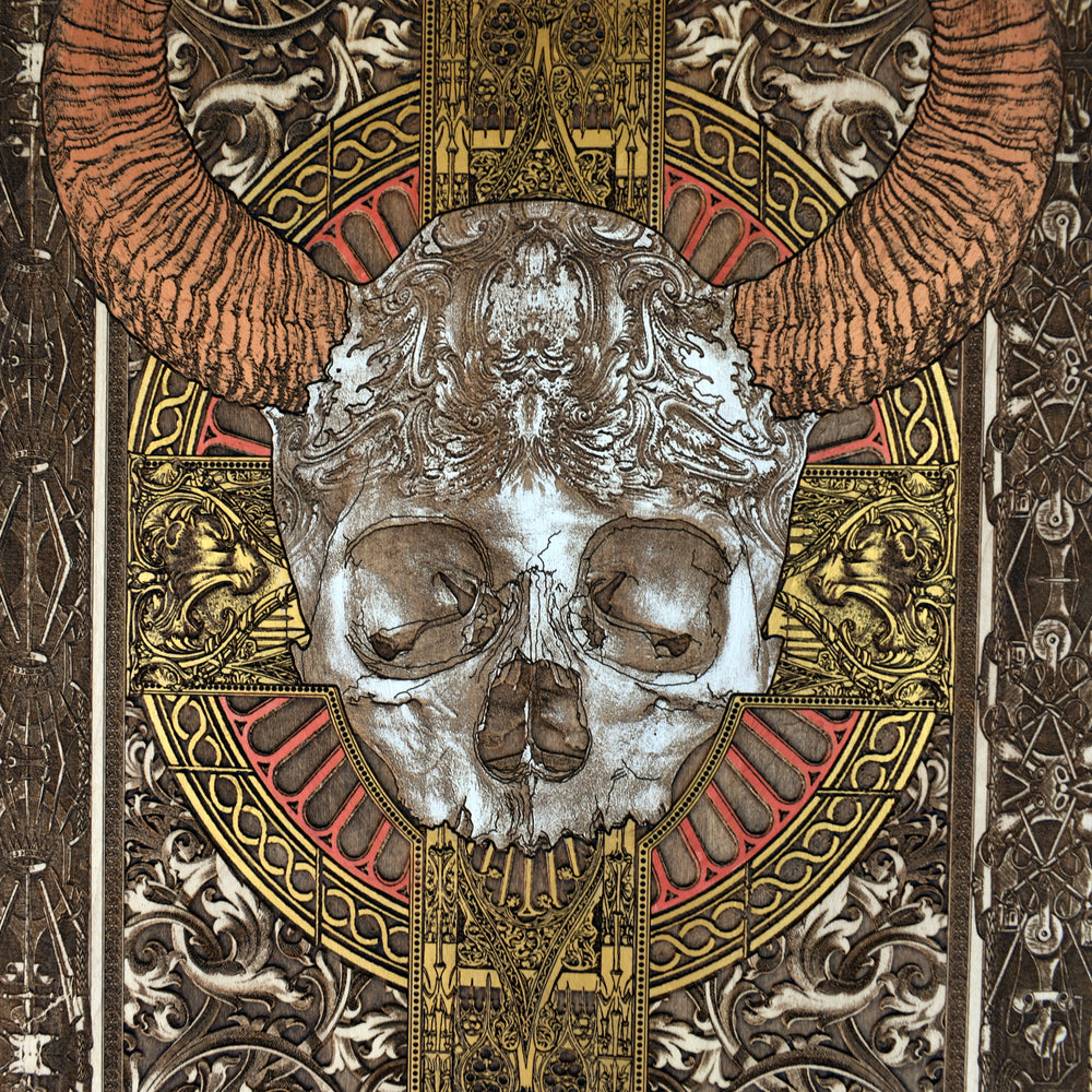 Cross Skull II Limited Edition - Extra Large Gothic Engraved Wood Art ...