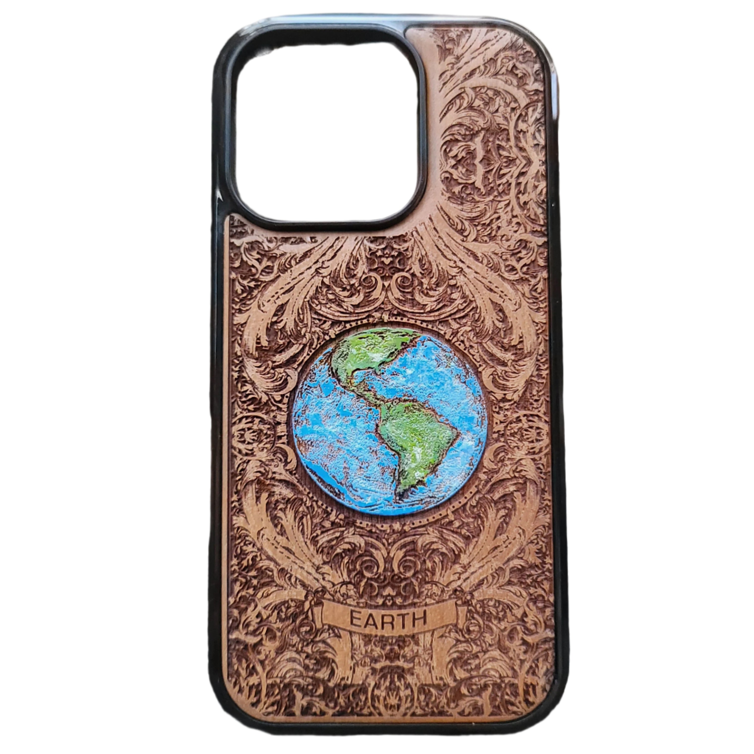 Earth - Wood Phone Case - Hand Painted – Engraversdungeon