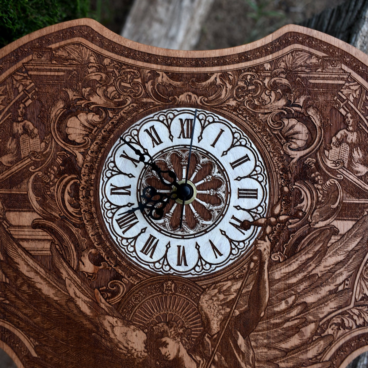 Exquisite handmade violin-shaped clock in premium cedar wood. Laser ...