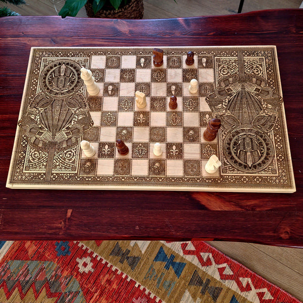 Handmade Medieval Knight Wooden Chessboard – Engraversdungeon
