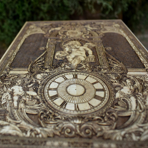 Custom Gothic Wood Clock – Engraved Medieval Wall Art Timepiece ...