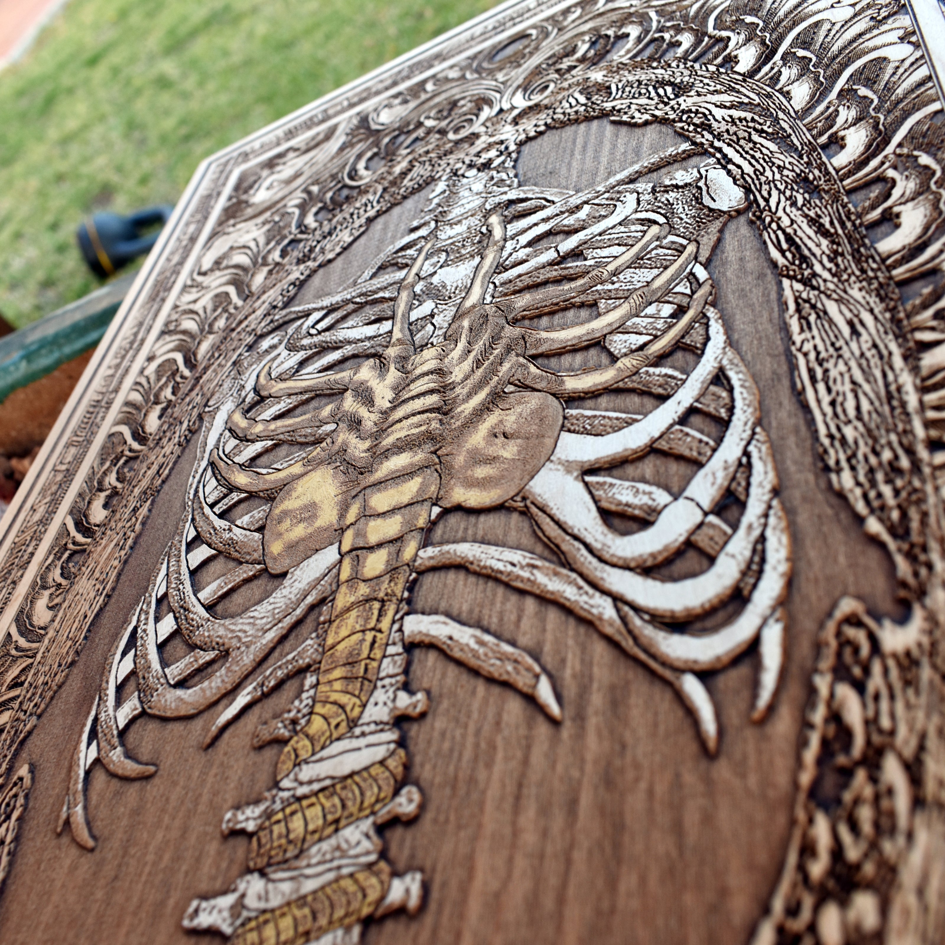 Intricate Alien Intrusion: Laser-Engraved & Painted Artwork on Real ...