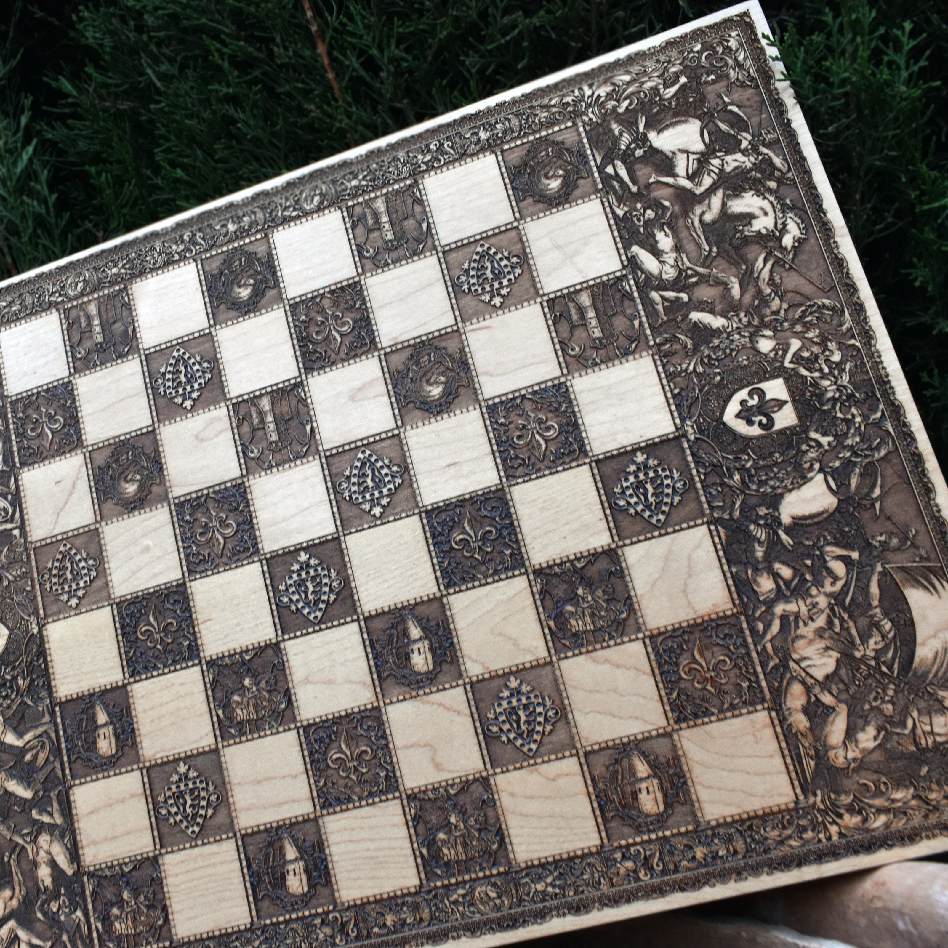 Handcrafted War-Themed Chessboard – Laser Engraved Wood, 5-Year ...