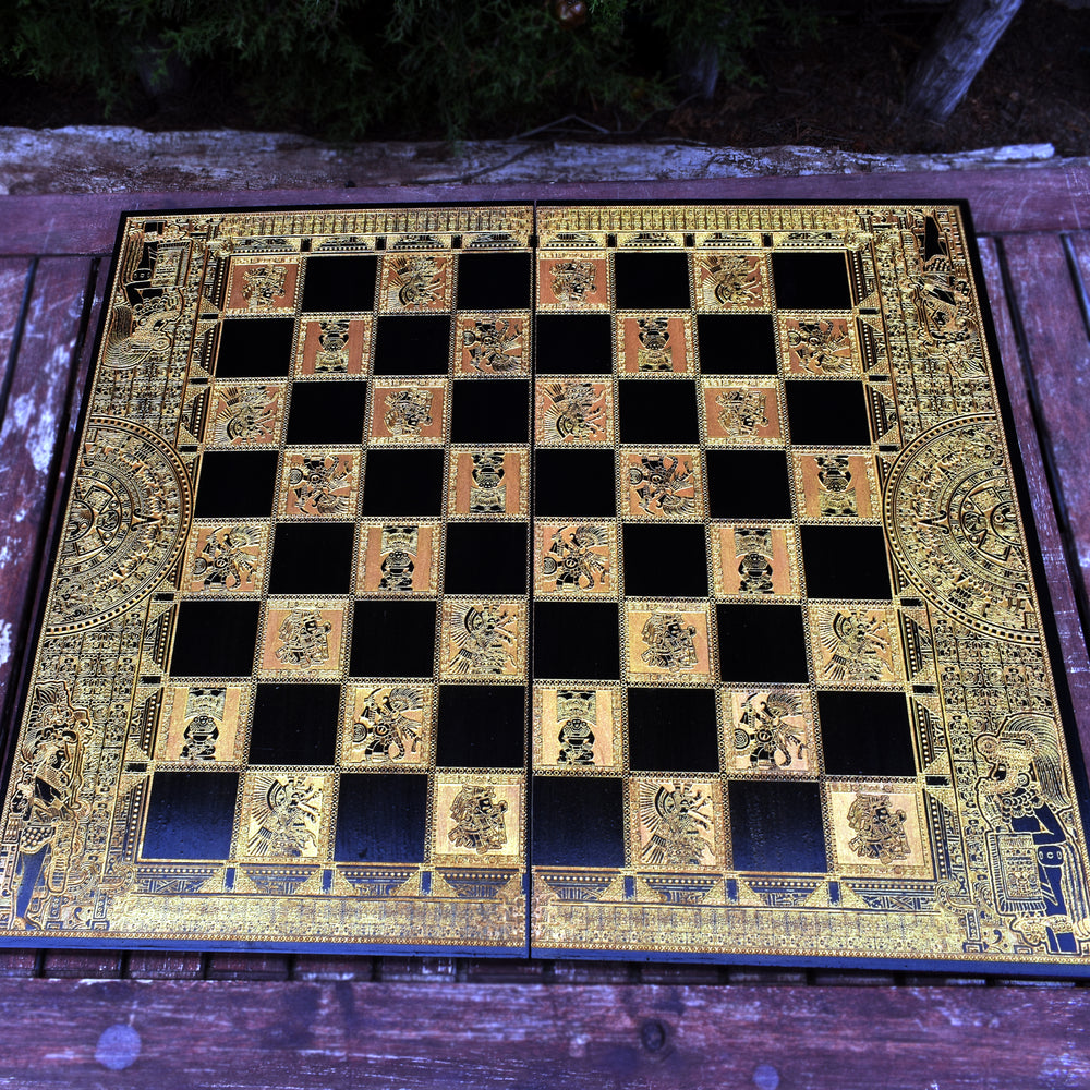 Handcrafted Aztec Chessboard – Laser Engraved, Ornate Wood Gift ...