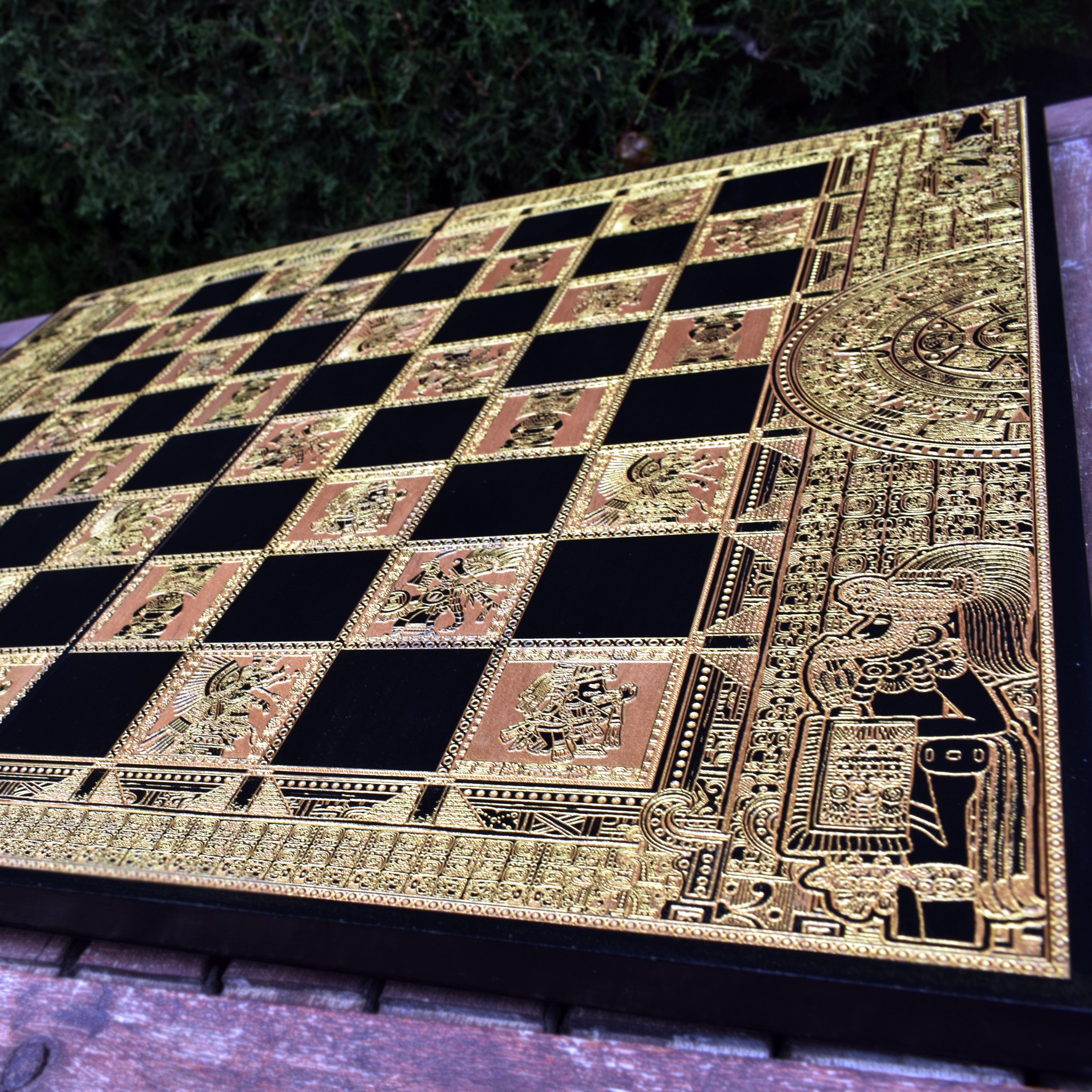 Handcrafted Aztec Chessboard – Laser Engraved, Ornate Wood Gift ...