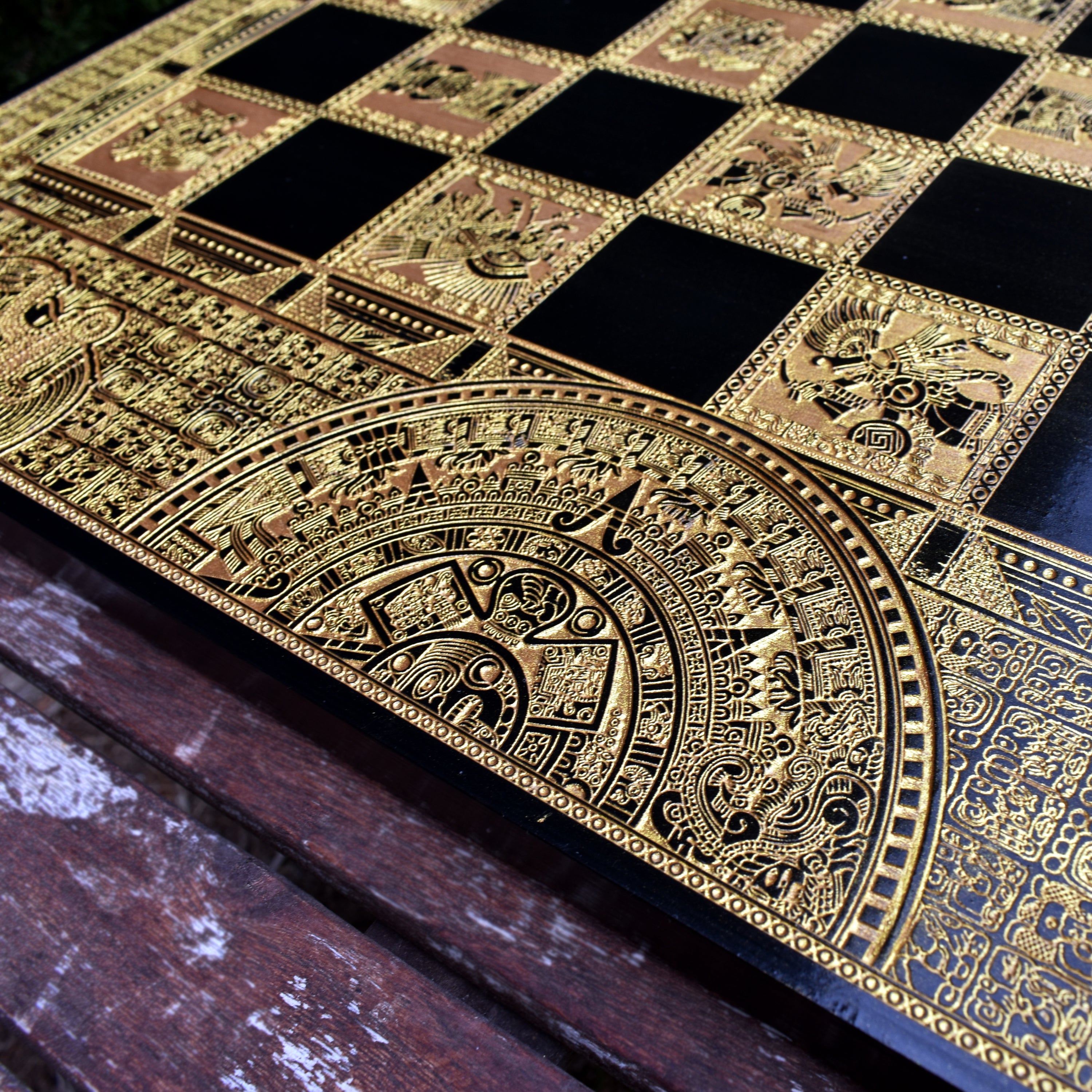 Handcrafted Aztec Chessboard – Laser Engraved, Ornate Wood Gift ...