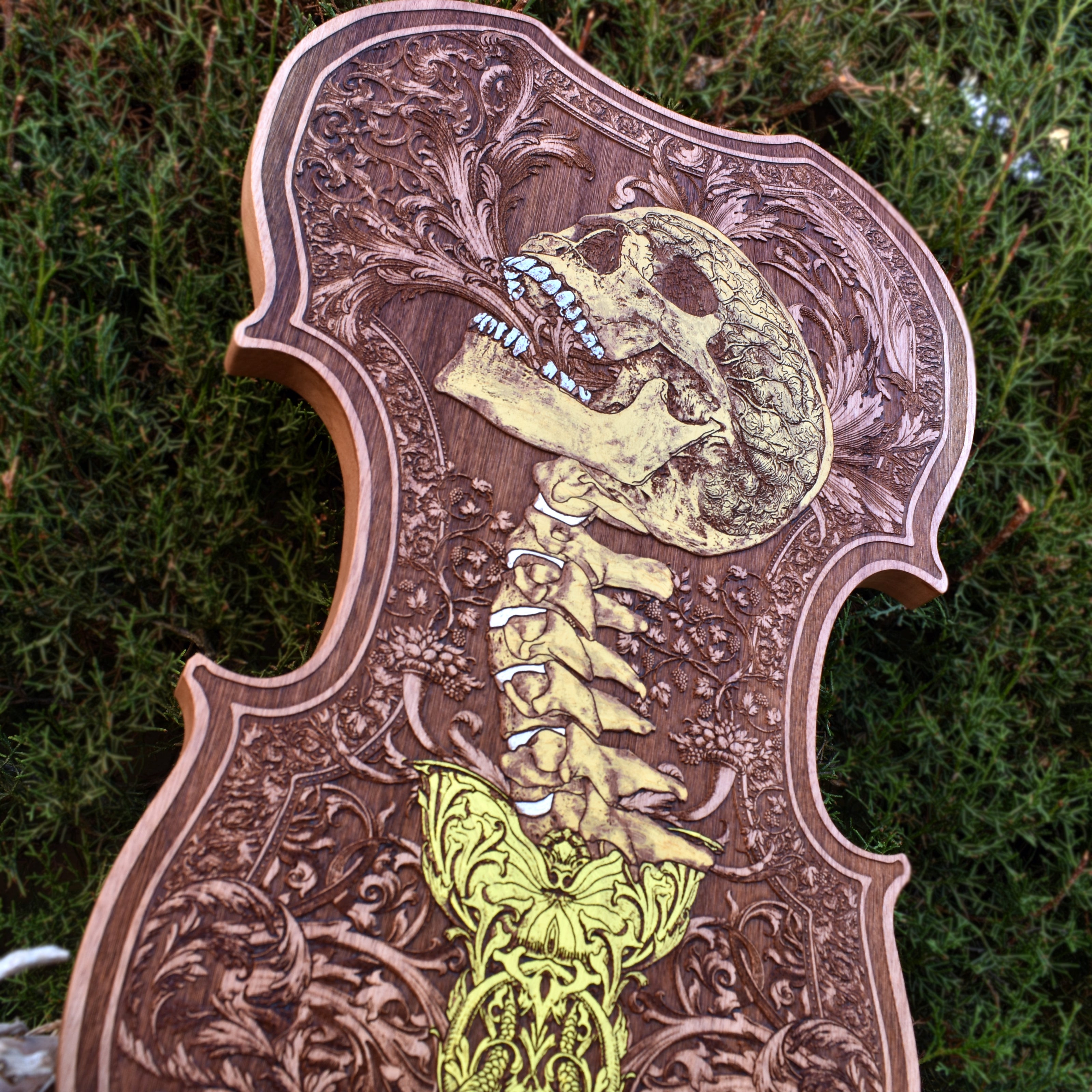Wood Anniversary 5 Year Birthday Gothic Skull & Human Spine Decor ...