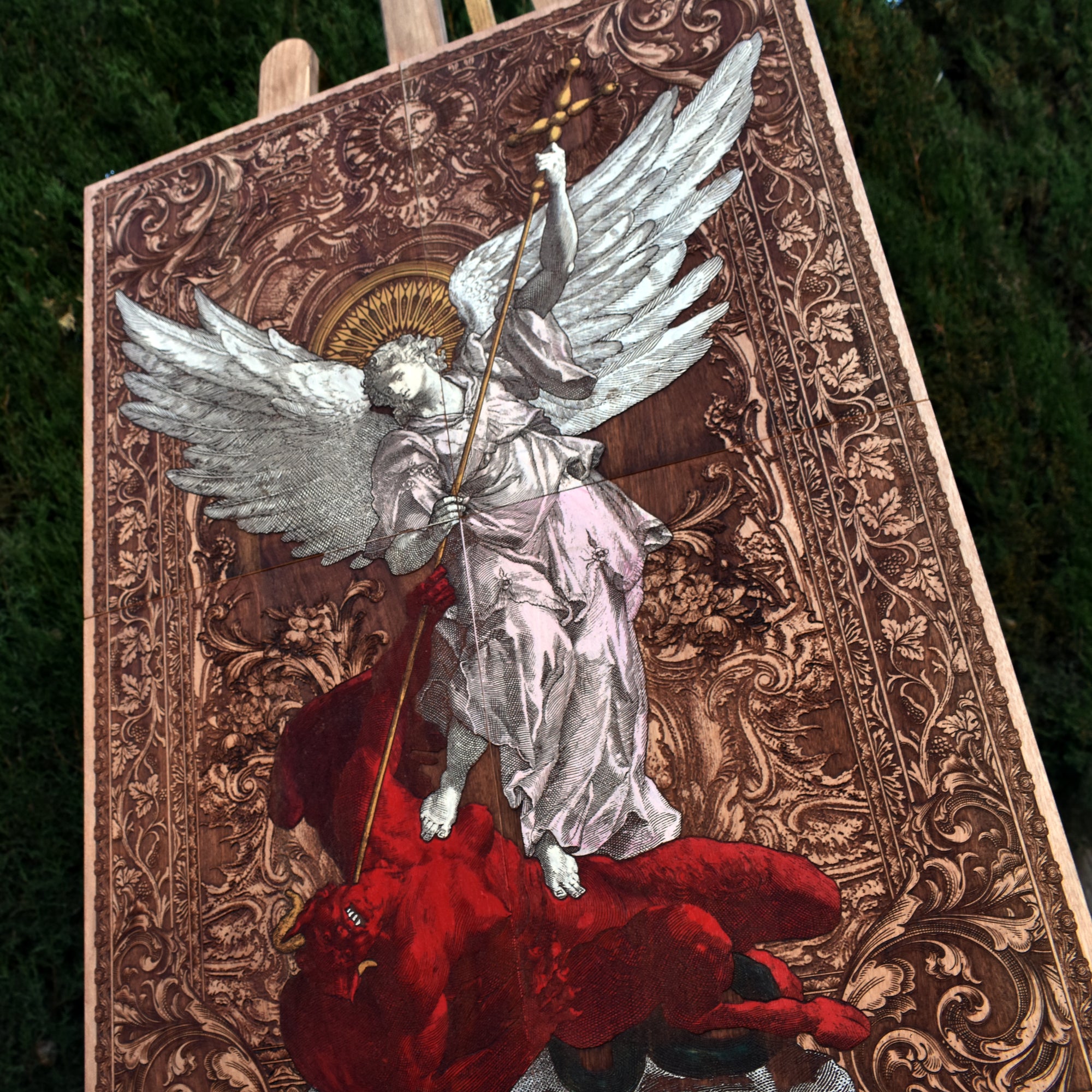 Saint Michael Archangel Wood Art – Handcrafted Cedar Engraving ...