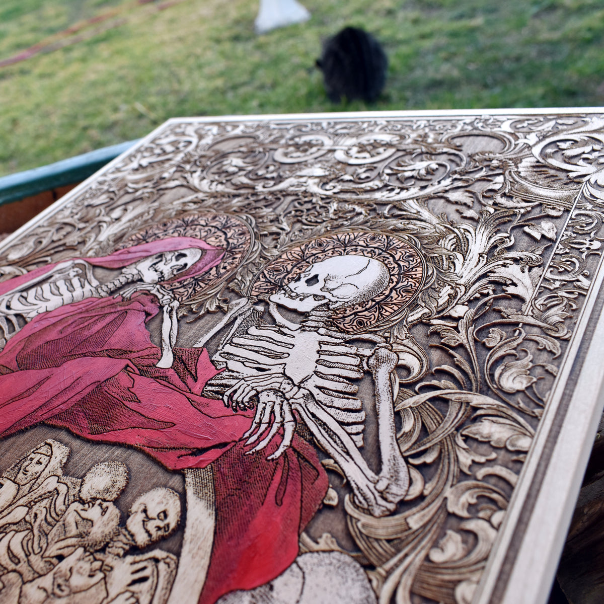 Gothic Wood Anniversary Birthday Gift for Men - Unique Memento Mori ...