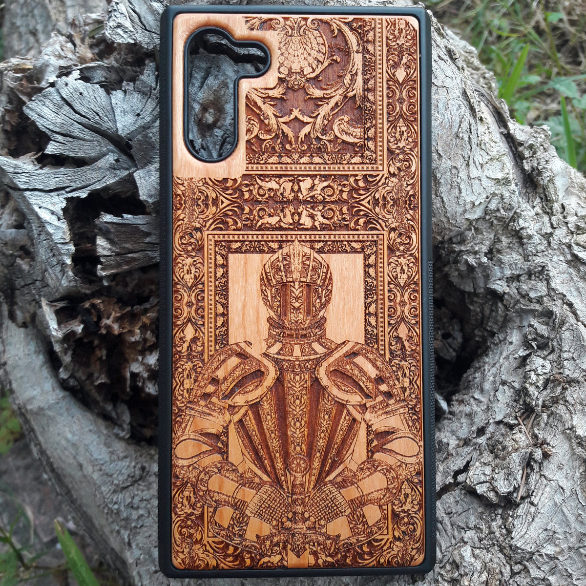 Medieval Knight Wooden Laser Carved Phone Mobile Cover – Engraversdungeon