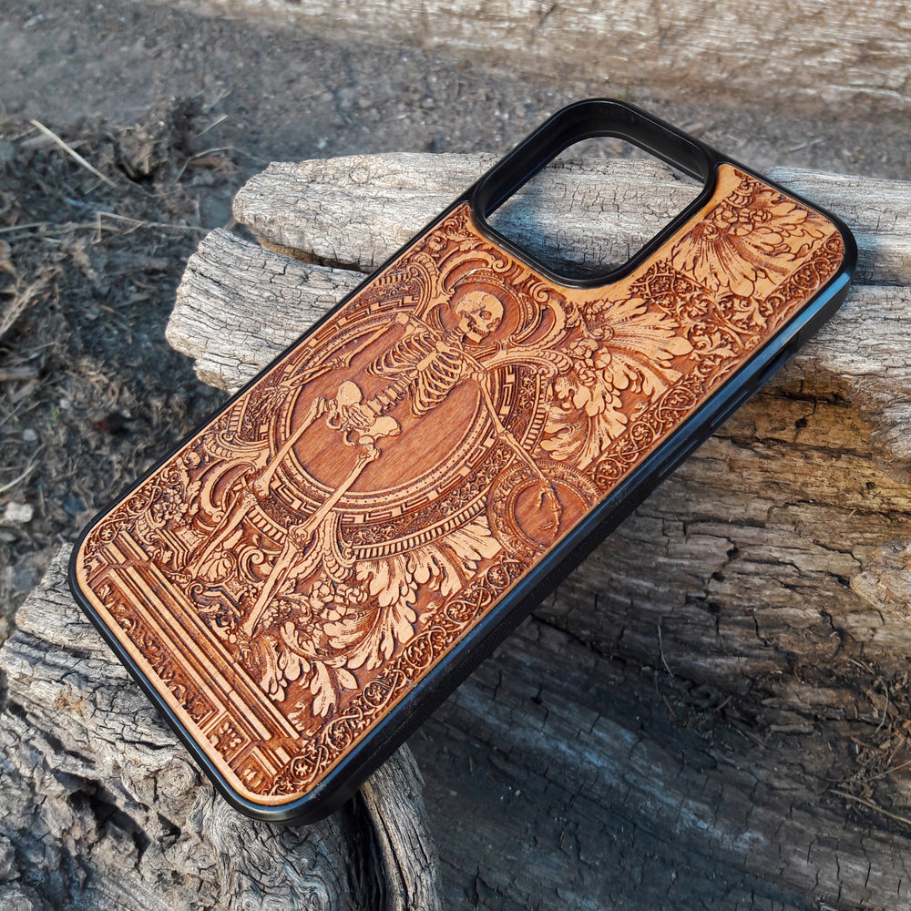 Vintage Gothic Wooden Phone Case for iPhone & Galaxy - Detailed ...